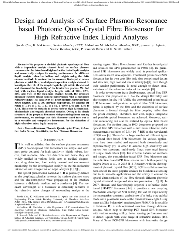 (PDF) Design and analysis of surface plasmon resonance sensor based on high-birefringent ...