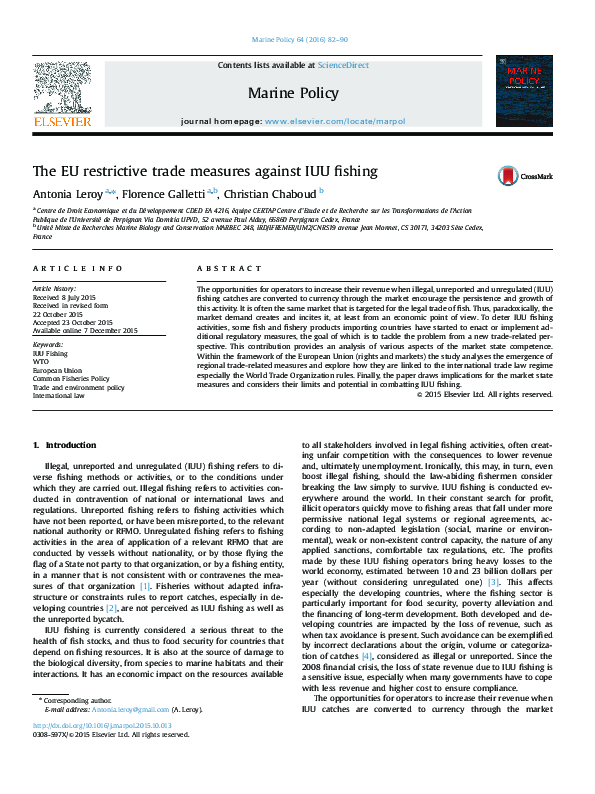 (PDF) The EU restrictive trade measures against IUU fishing