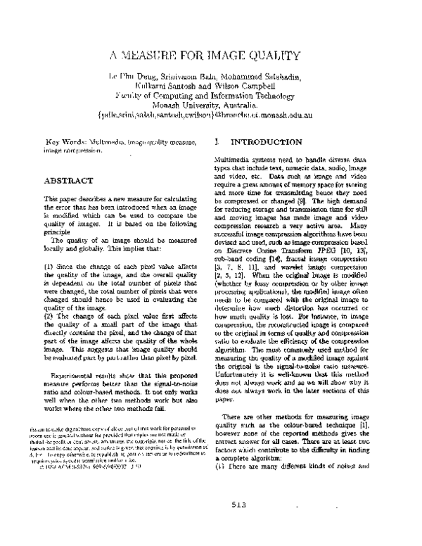 (PDF) A measure for image quality