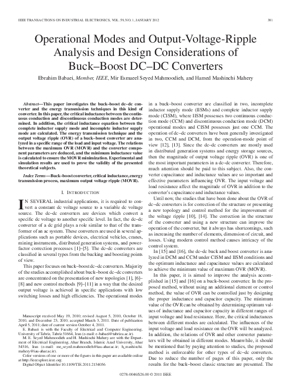 Pdf Operational Modes And Output Voltage Ripple Analysis And Design