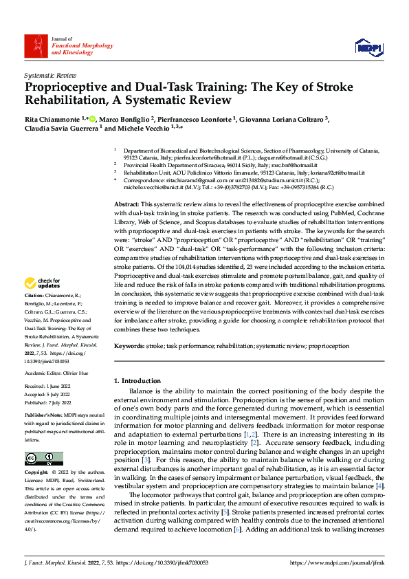 Pdf Proprioceptive And Dual Task Training The Key Of Stroke