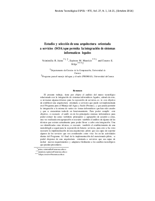 (PDF) Estudio y seleccion de una arquitectura orientada a servicios ...