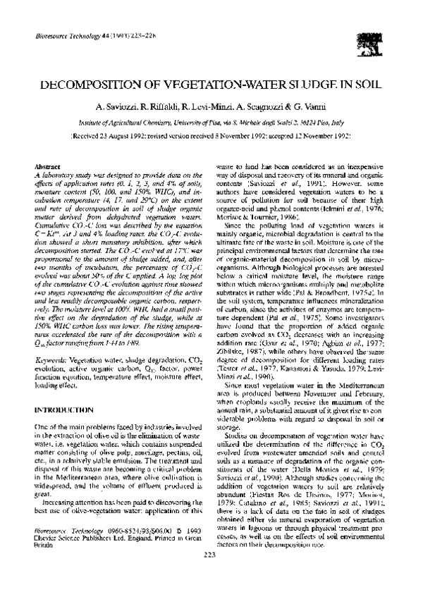 (PDF) Decomposition of vegetation-water sludge in soil