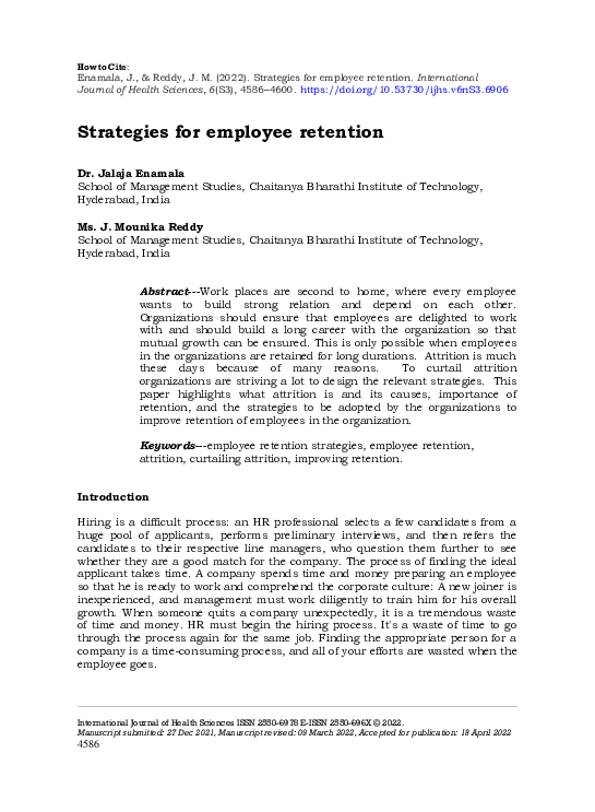 (PDF) Strategies for employee retention