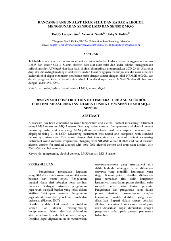 (PDF) Rancang Bangun Alat Ukur Suhu Dan Kadar Alkohol Menggunakan Sensor LM35 Dan Sensor MQ-3