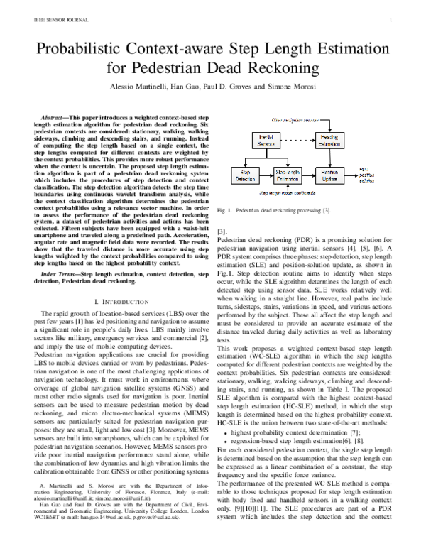 (PDF) Probabilistic Context-Aware Step Length Estimation for Pedestrian Dead Reckoning