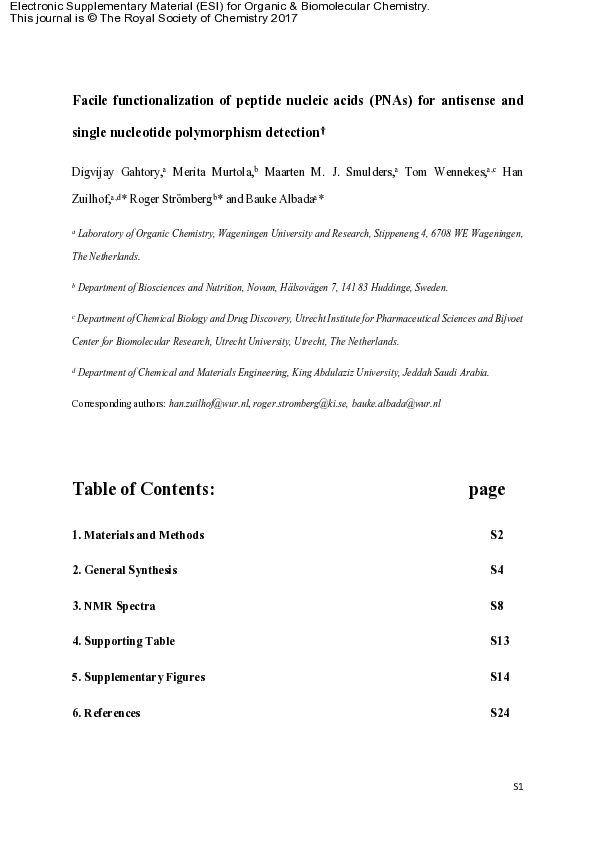 (PDF) Facile functionalization of peptide nucleic acids (PNAs) for antisense and single ...