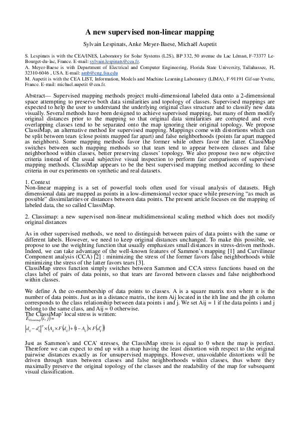 (PDF) A new supervised non-linear mapping