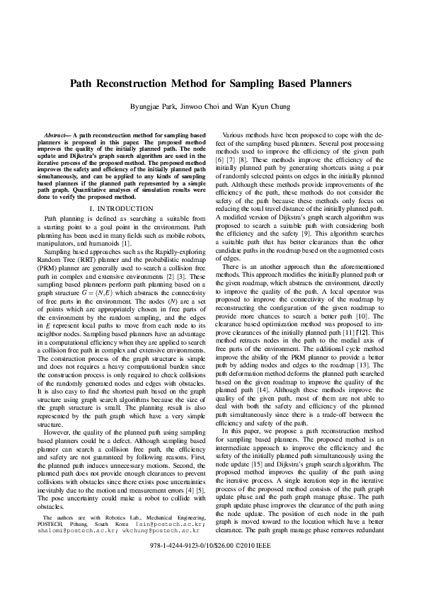 (PDF) Path reconstruction method for sampling based planners