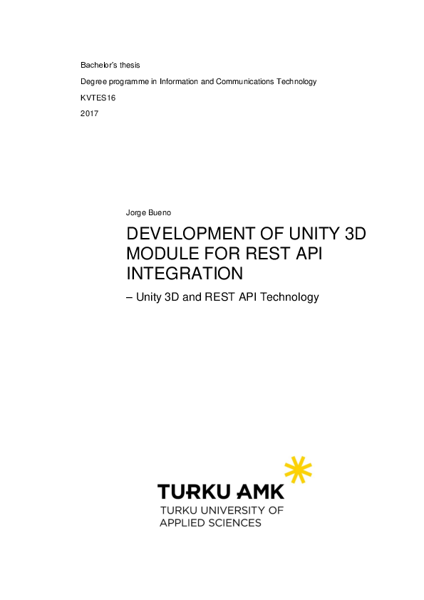 (PDF) Development of Unity 3D Module For REST API Integration : Unity ...