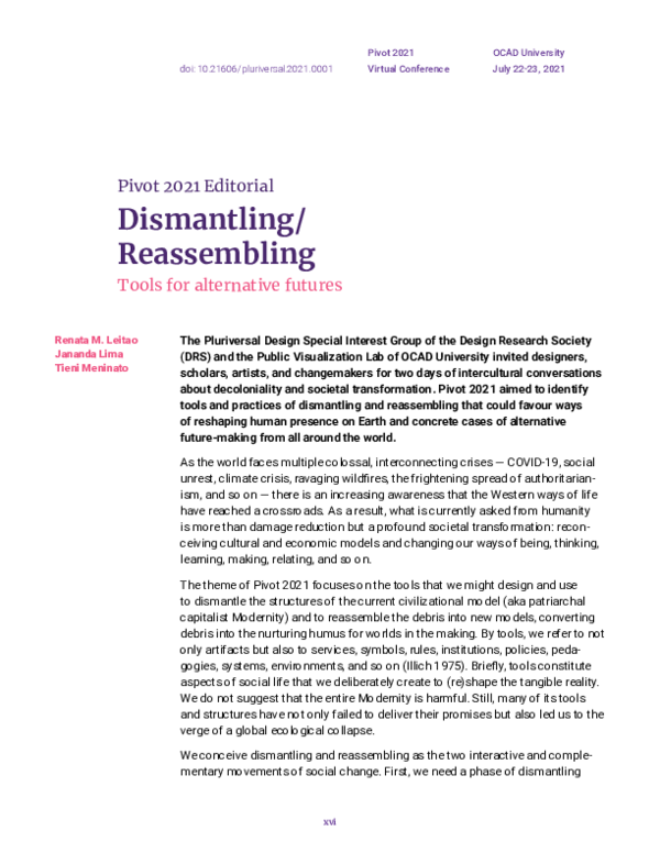 (PDF) Pivot 2021 Editorial: Dismantling/Reassembling – Tools for ...