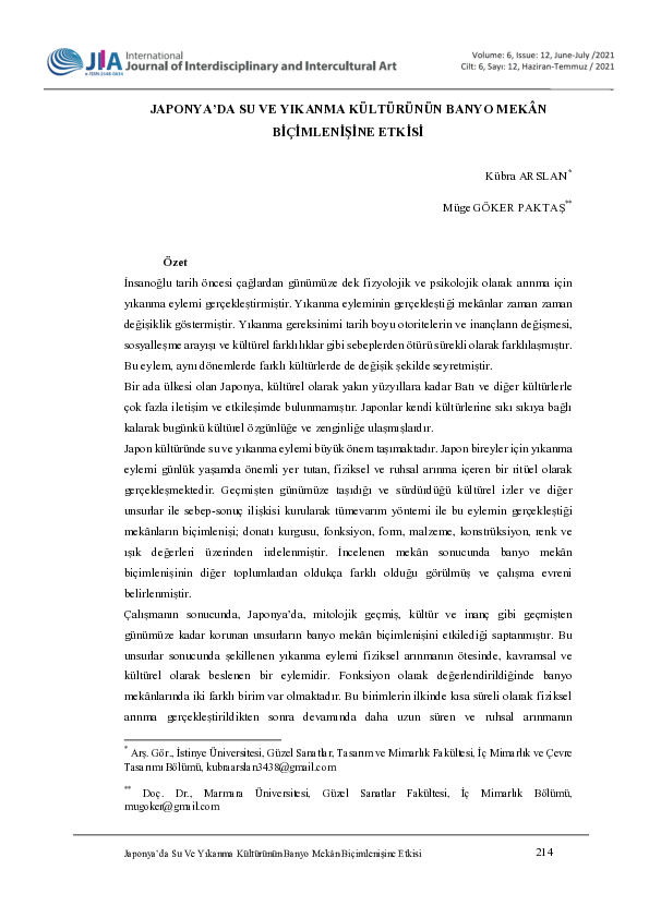 (PDF) JAPONYA’DA SU VE YIKANMA KÜLTÜRÜNÜN BANYO MEKÂN BİÇİMLENİŞİNE ...