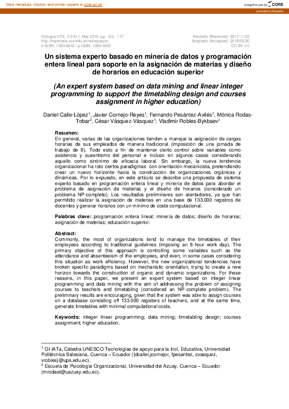 Pdf An Expert System Based On Data Mining And Linear Integer Programming To Support The