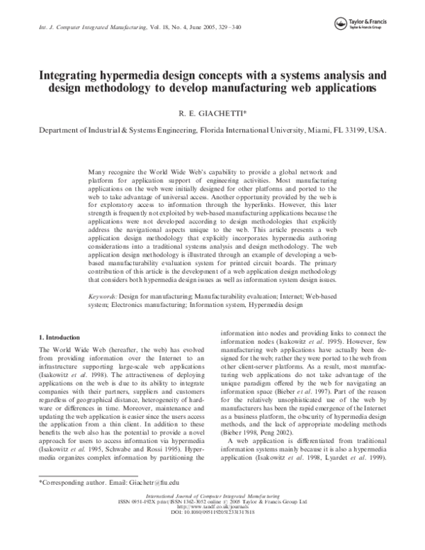 (PDF) Integrating hypermedia design concepts with a systems analysis and design methodology to ...