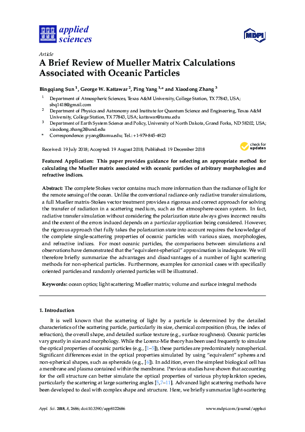 (PDF) A Brief Review of Mueller Matrix Calculations Associated with ...