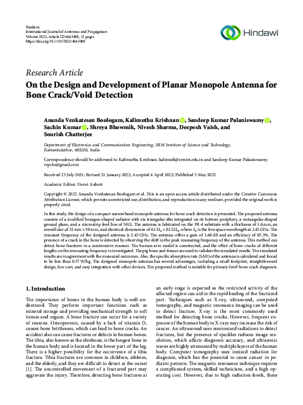 (PDF) On the Design and Development of Planar Monopole Antenna for Bone ...