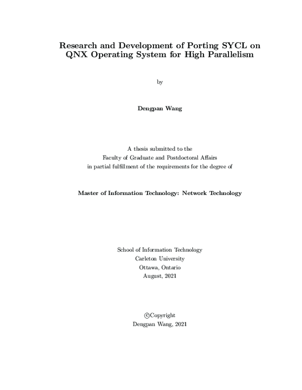 (PDF) Research and Development of Porting SYCL on QNX Operating System