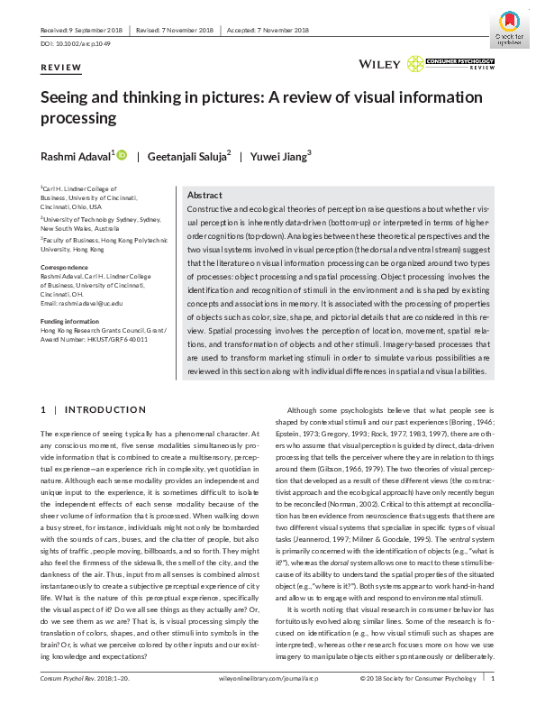 (PDF) Seeing and thinking in pictures: A review of visual information ...