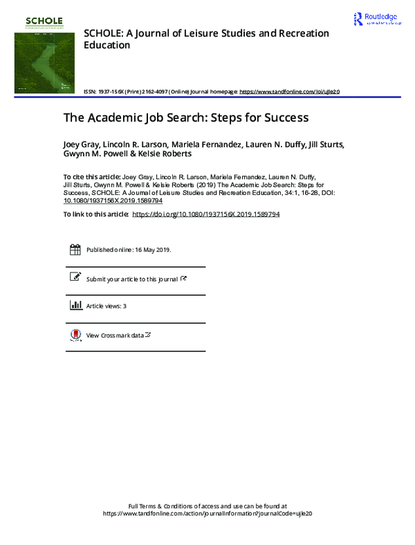 (PDF) The Academic Job Search: Steps for Success