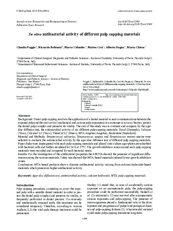 (PDF) In vitro antibacterial activity of different pulp capping ...