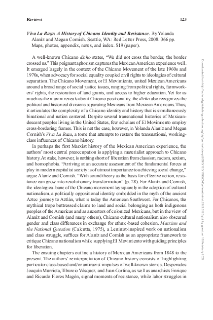 (PDF) Review Viva La Raza: A History of Chicano Identity and Resistance ...