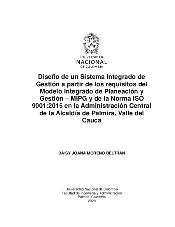 (PDF) Diseño de un Sistema Integrado de Gestión a partir de los ...