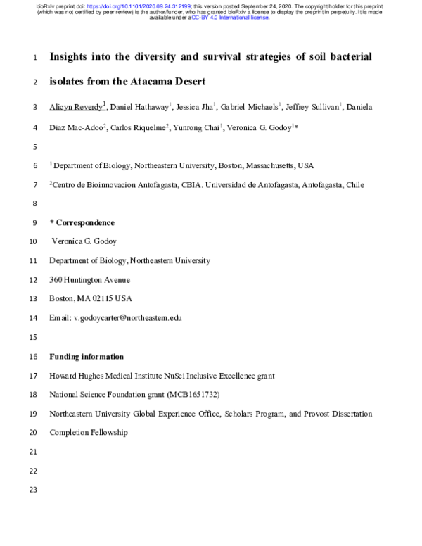 (PDF) Soil Bacterial Diversity and Survival in the Atacama Desert