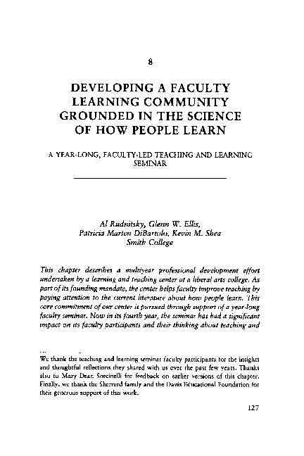 (PDF) 8: Developing a Faculty Learning Community Grounded in the ...