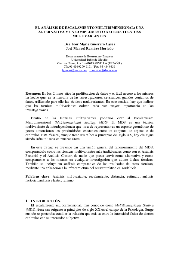 (PDF) El Análisis De Escalamiento Multidimensional: Una Alternativa y Un Complemento a Otras ...