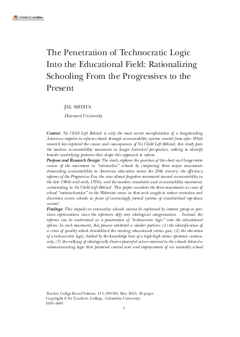 (PDF) The Penetration of Technocratic Logic into the Educational Field ...