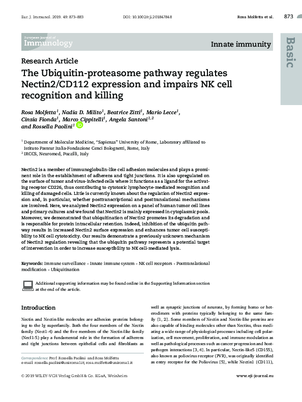 (PDF) The Ubiquitin‐proteasome pathway regulates Nectin2/CD112 ...