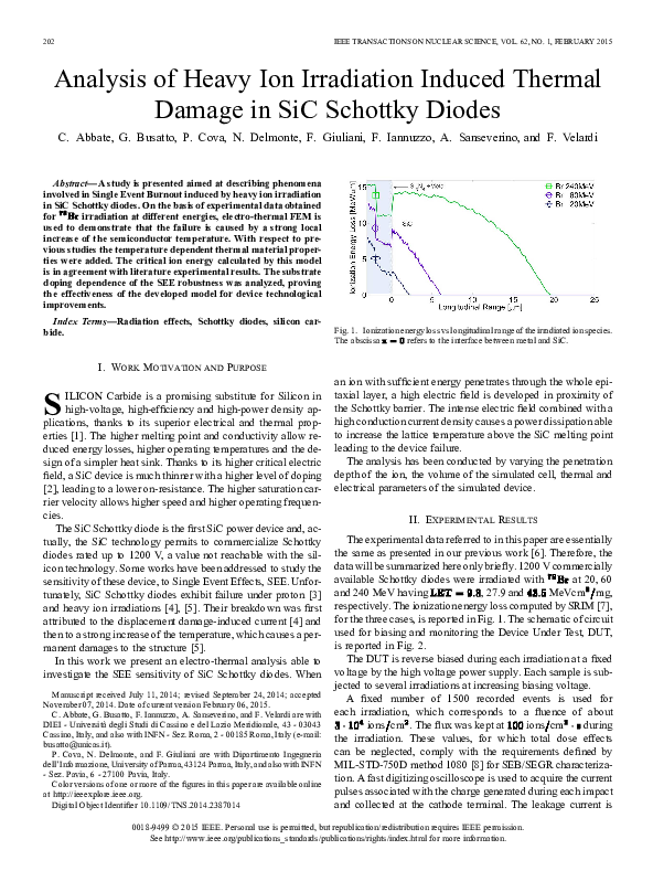 (PDF) Analysis of Heavy Ion Irradiation Induced Thermal Damage in SiC Schottky Diodes