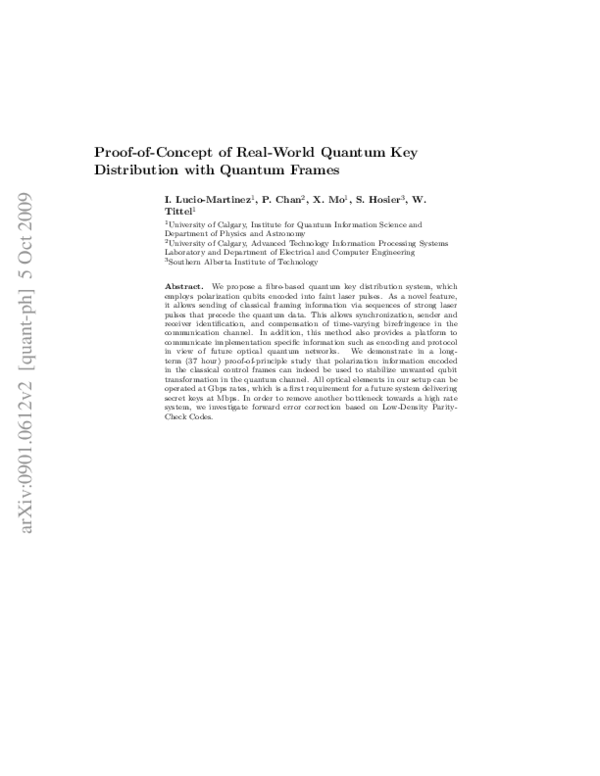 (PDF) Quantum Key Distribution with Classical Framing (PDF) Quantum Key Distribution with Classical Framing