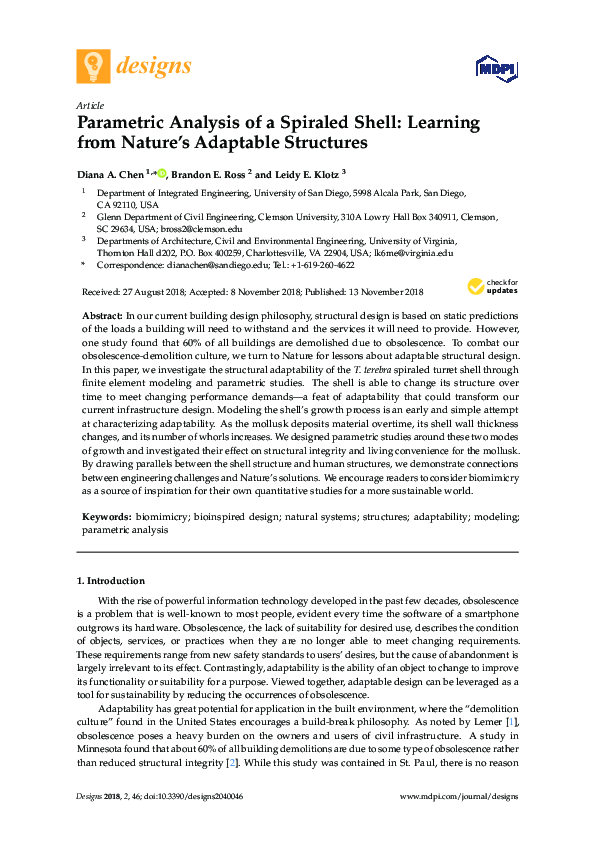 (PDF) Parametric Analysis of a Spiraled Shell: Learning from Nature’s ...