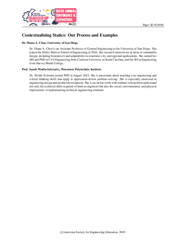 (PDF) Contextualizing Statics: Our Process and Examples