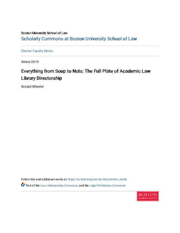 (PDF) Everything from Soup to Nuts: The Full Plate of Academic Law ...