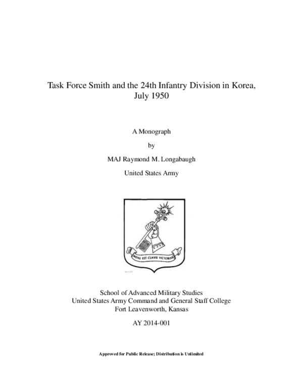(PDF) Task Force Smith and the 24th Infantry Division in Korea, July 1950