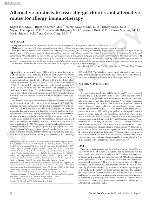 (PDF) Alternative Products to Treat Allergic Rhinitis and Alternative ...