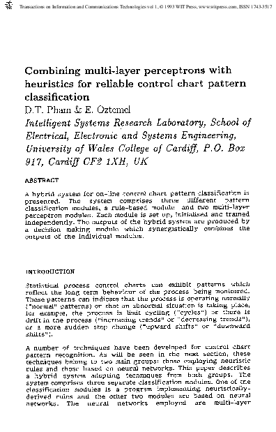 (PDF) Hybrid System for Control Chart Pattern Classification
