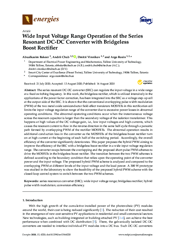(PDF) Wide Input Voltage Range Operation of the Series Resonant DC-DC Converter with Bridgeless ...