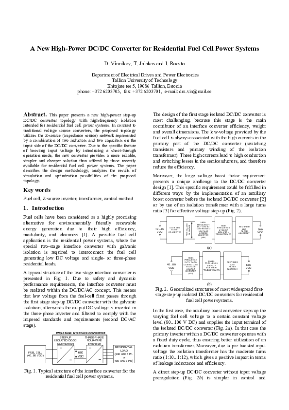 (PDF) A New High-Power DC/DC Converter for Residential Fuel Cell Power ...