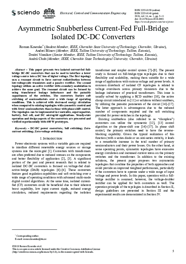 (PDF) Asymmetric snubberless current-fed full-bridge isolated DC-DC ...