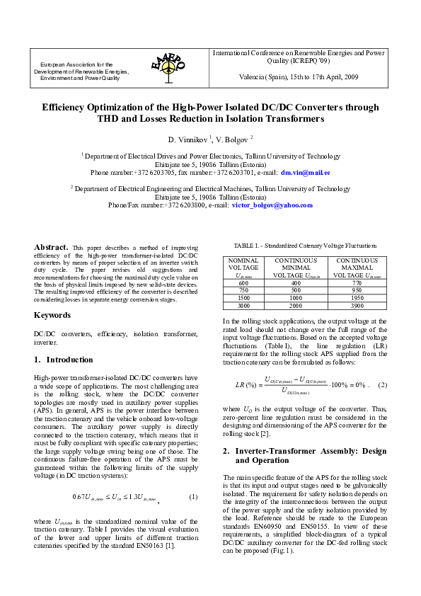 (PDF) Efficiency optimization of the high-power isolated DC/DC converters through THD and losses ...