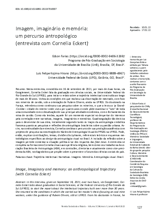 (PDF) Imagem, imaginário e memória: um percurso antropológico (entrevista com Cornelia Eckert)