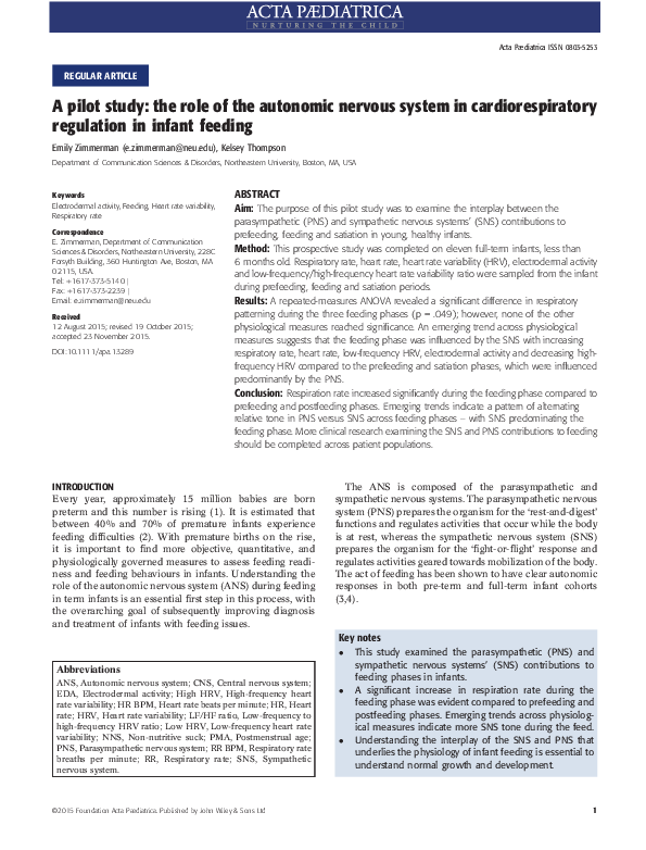 (PDF) A Pilot Study: The Role of the Autonomic Nervous System in ...
