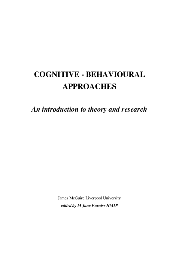 (PDF) Cognitive-behavioural approaches: An introduction to theory and research