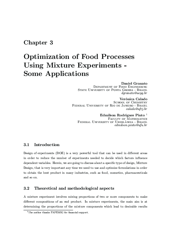 (PDF) Optimization of Food Processes Using Mixture Experiments -Some Applications