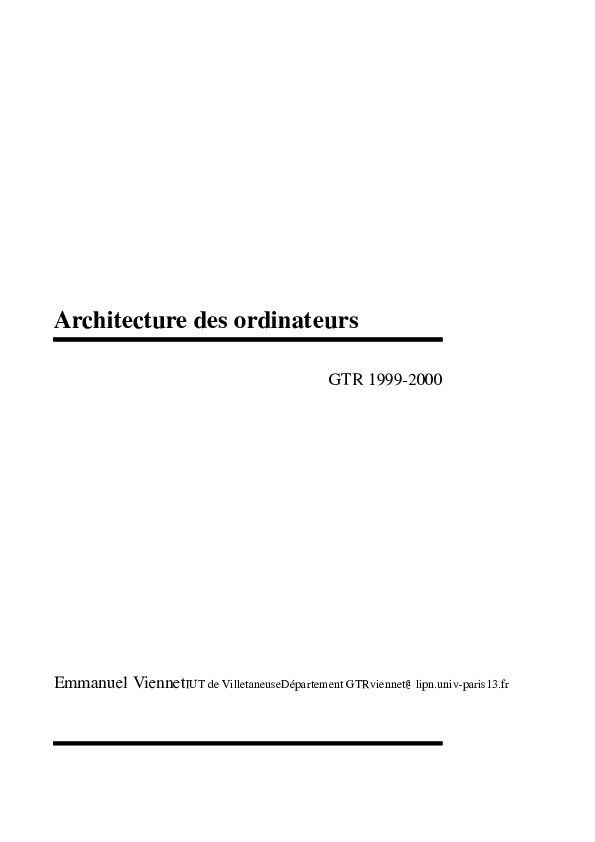 (PDF) Architecture des ordinateurs