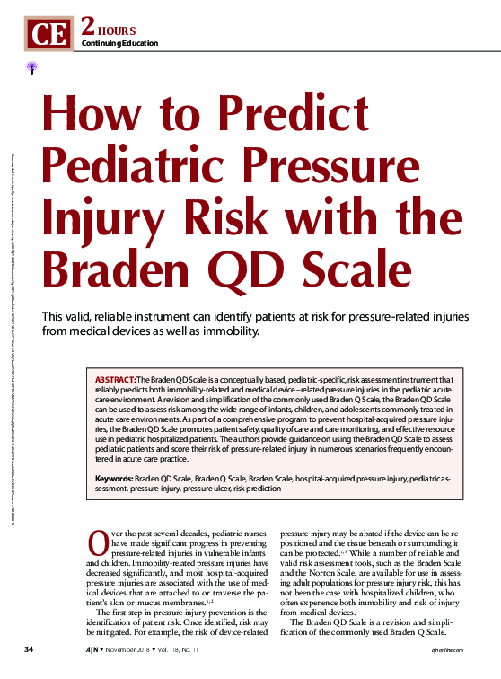(PDF) CE: How to Predict Pediatric Pressure Injury Risk with the Braden ...