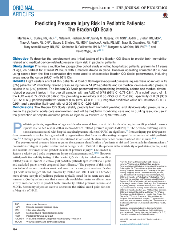(PDF) Predicting Pressure Injury Risk in Pediatric Patients: The Braden ...